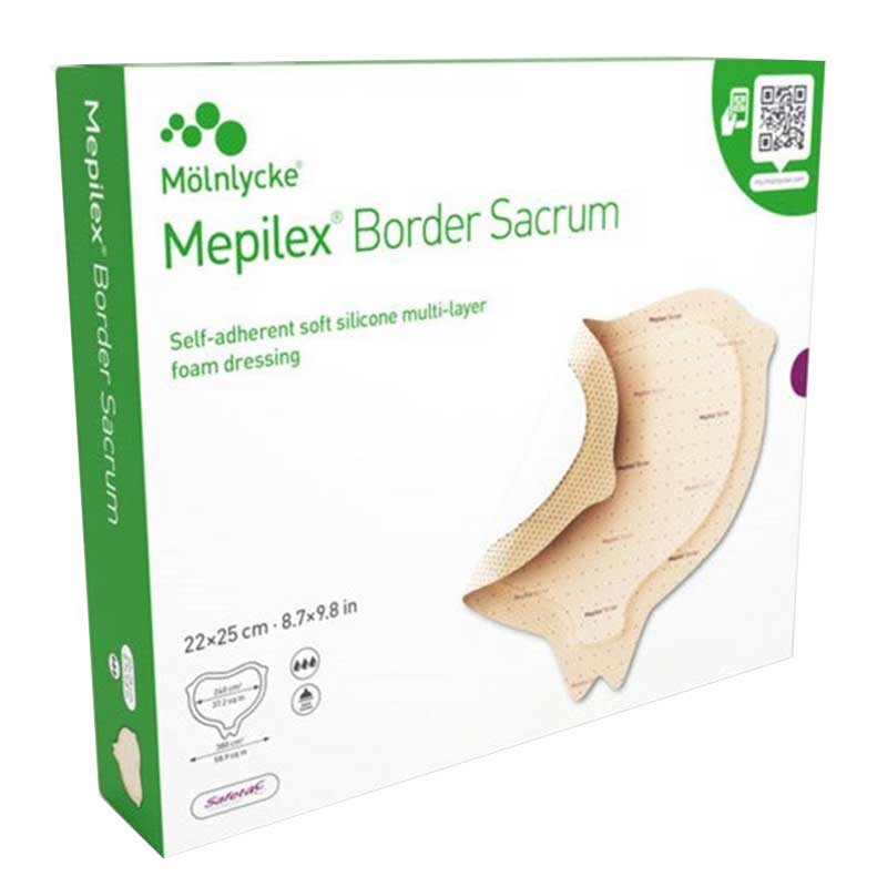 Molnlycke Mepilex Border Sacrum 22x25cm 8.7x9.8 inch 5/Box - Medical ...